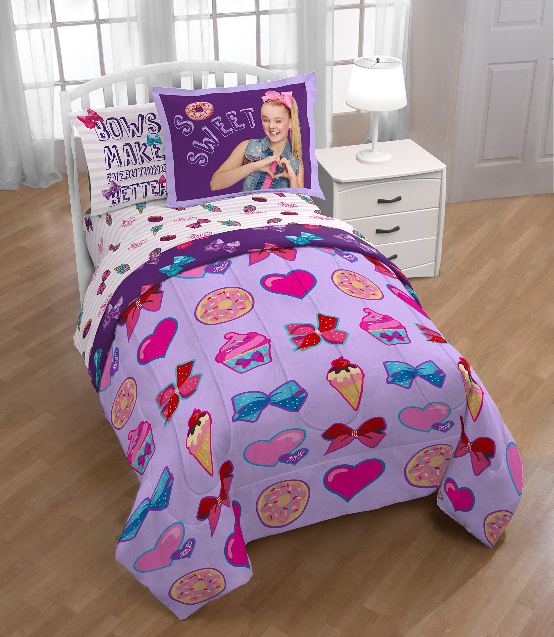 Nickelodeon JoJo Siwa Sweet Life Pink/White 4 Piece Full Sheet Set