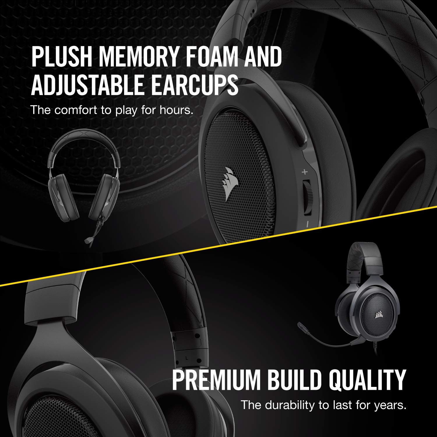 Corsair HS60 β 7.1 Virtual Surround Sound PC Gaming Headset w/USB DAC - Discord Certified Headphones β compatible with Xbox One, PS4, and Nintendo Switch β White, 3.5mm + USB 7.1