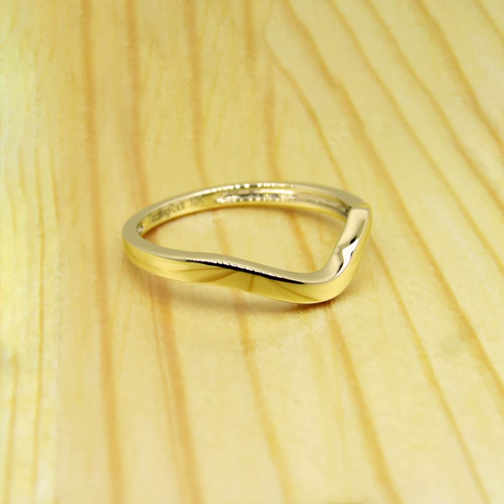 Dazzlingrock Collection 14K Ladies Anniversary Wedding Stackable Contour Band Guard Ring, Yellow Gold, Size 7