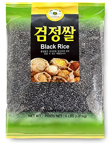 ROM AMERICA Black Rice Forbidden Rice for Asian Cooking | Korean Purple Rice Whole Grain Medium Grain - Healthy Superfood, Packed with Nutrients – 검정쌀 Geomjung - 4 Pound (Pack of 1)