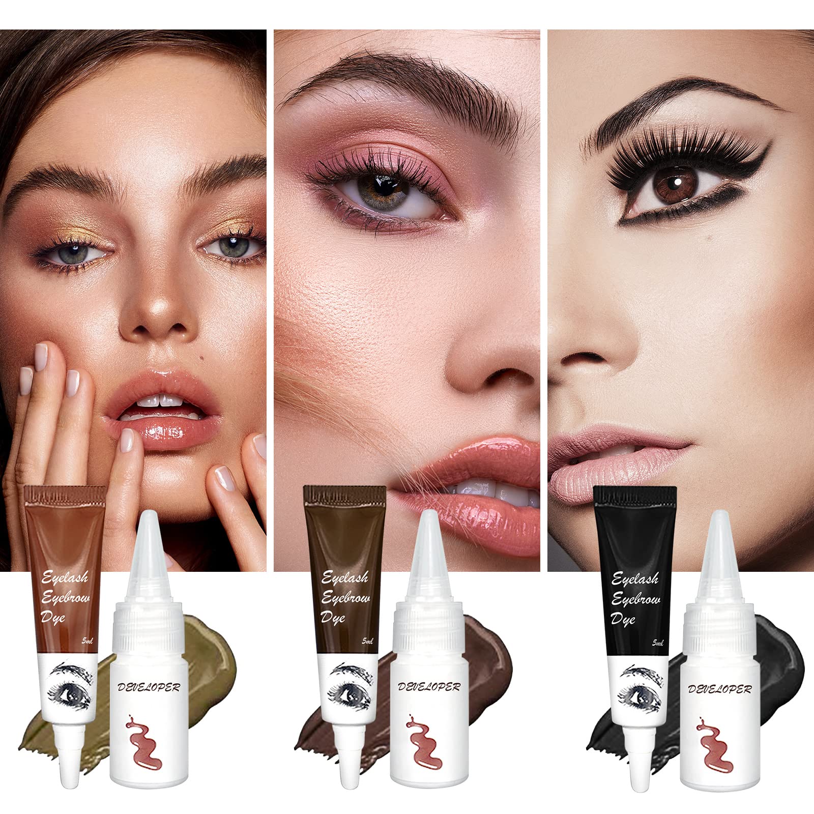 Eyebrow & Eyelash Color Kit, Eyebrow Ti-ŋt & Eyelash Ti-ηt, Suitable for Salon & Home Use (Brown)