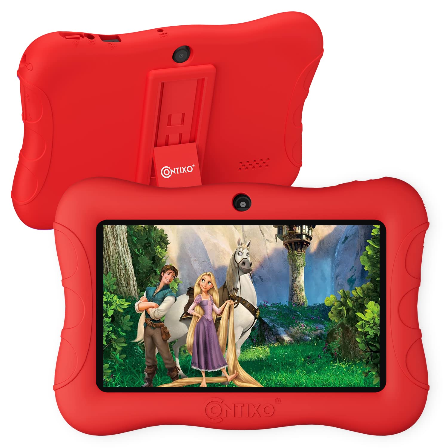 Contixo 7 inch Kids Learning Tablet Bundle - 2GB RAM 32GB Storage, Bluetooth, Android 10, Dual Cameras, Parental Control, Kids Bluetooth Headphone & Tablet Bag