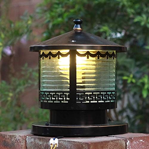 DIAOD LED Post Lights Outdoor Villa Home Garden Patio Pillar Lamp E27 Waterproof Glass Lantern Lawn Light Balcony Garage Terrace Fence Sconce Light