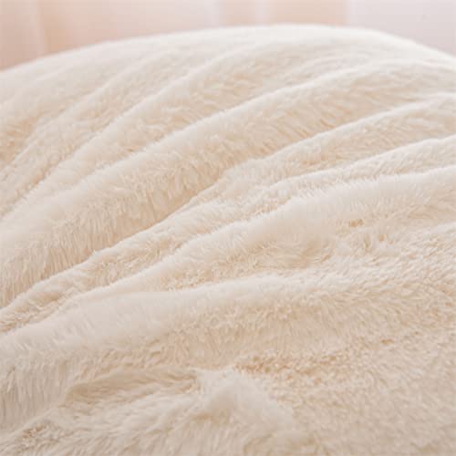 NTBED Reading Pillow Faux Fur Bed Wedge Backrest with Arms,Couch TV Relax Bed Rest Pillow Back Support Cushion for Kids Teens Boys Girls(White)