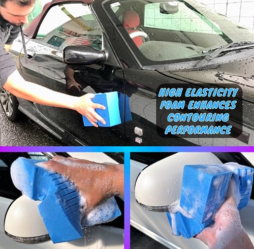 Sudz Budz Premium Jumbo Foam Grid Car Wash Sponge 1pc | Anti-Marring Sponge for Soap and Rinseless Washing | Cross-Cut, Easy Grip, Large Sponge | Durable, Soft, Scratch-Free Car Cleaning and Detailing