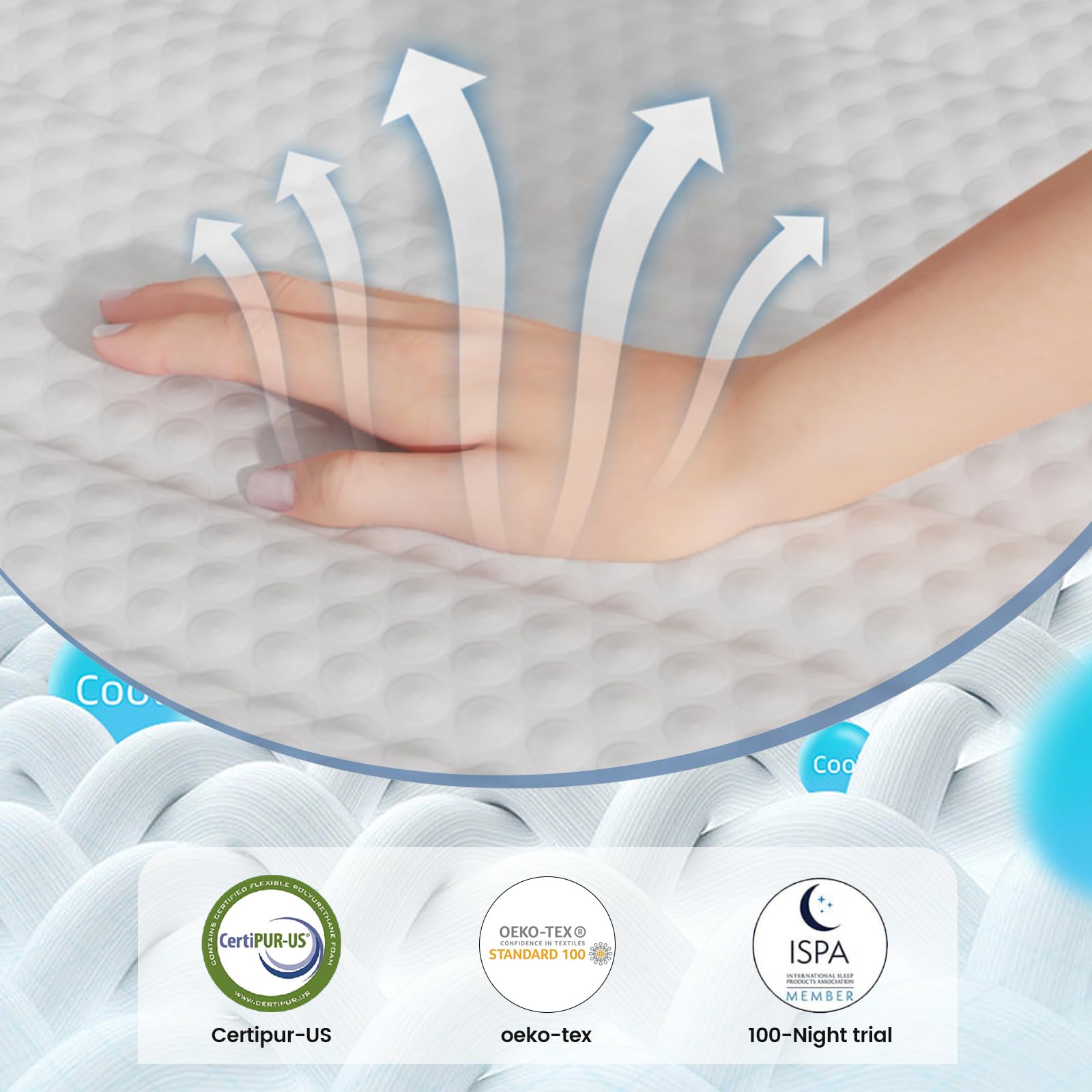 Crayan King Mattress, 12 Inch Memory Foam Mattress King Size, Innerspring Hybrid Mattress in a Box with Motion Isolation, Pressure Relief, CertiPUR-US