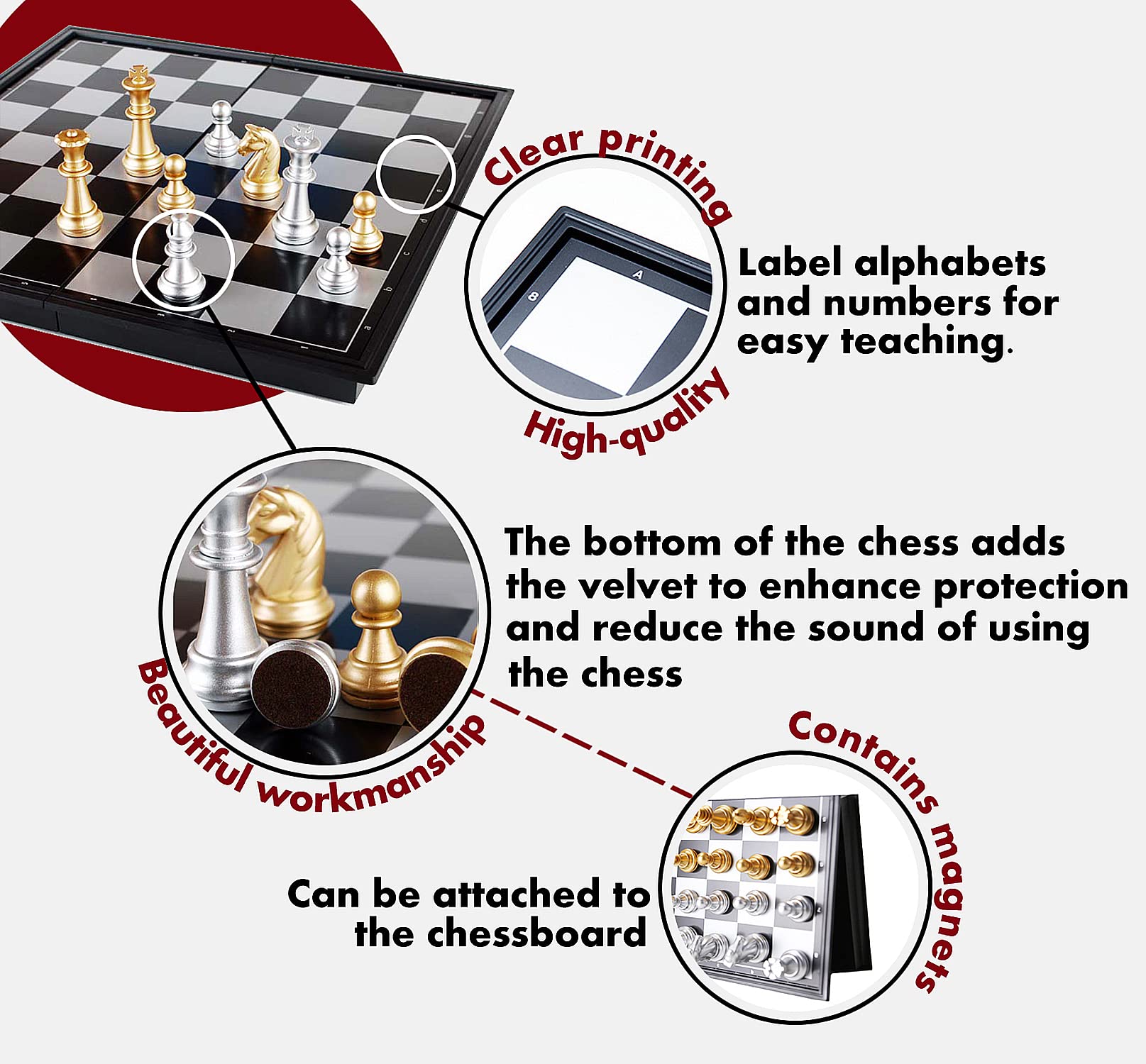 Youdepot Magnetic Chess Set - Portable, Foldable, and Travel-Ready Board Game for Kids and Adults (9.84 Inches)