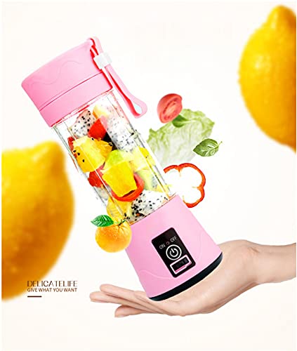 Generic 380ml Portable Mini Blender, Blue, 13 OZ for Travel Blender On the Go/ 2000mAh, USB Rechargeable Home/Office/Outdoor with Six Blades in 3D