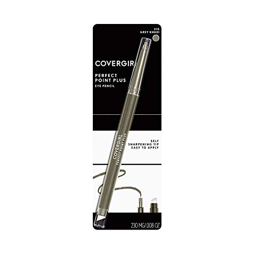 COVERGIRL Perfect Point Plus Eyeliner Pencil, Grey Khaki, Long-Lasting, Versatile White Eyeliner, Soft Smudging Tip, No Sharpening Needed, Pack of 1