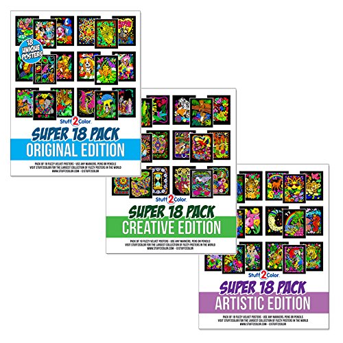 Colossal Pack of 54 Fuzzy Velvet Coloring Posters (All Unique Designs) - Bulk Crafts and Coloring Activity for All Ages - Great for Group Projects, Assisted Living, Classrooms, and Rehab Centers