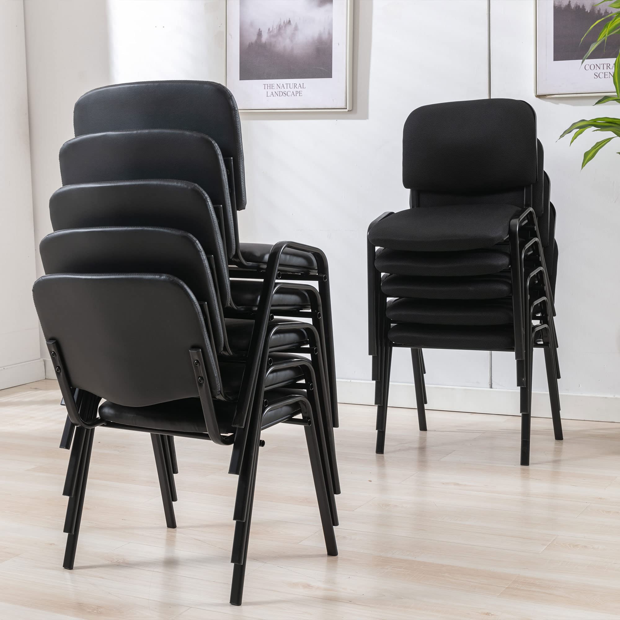 DM Furniture Conference Chairs, 5 Pack Stackable Reception Chairs PU Leather Guest Chairs for Events, Office, Reception Area, Hotel, Hall, Community Centers, Home, Set of 5