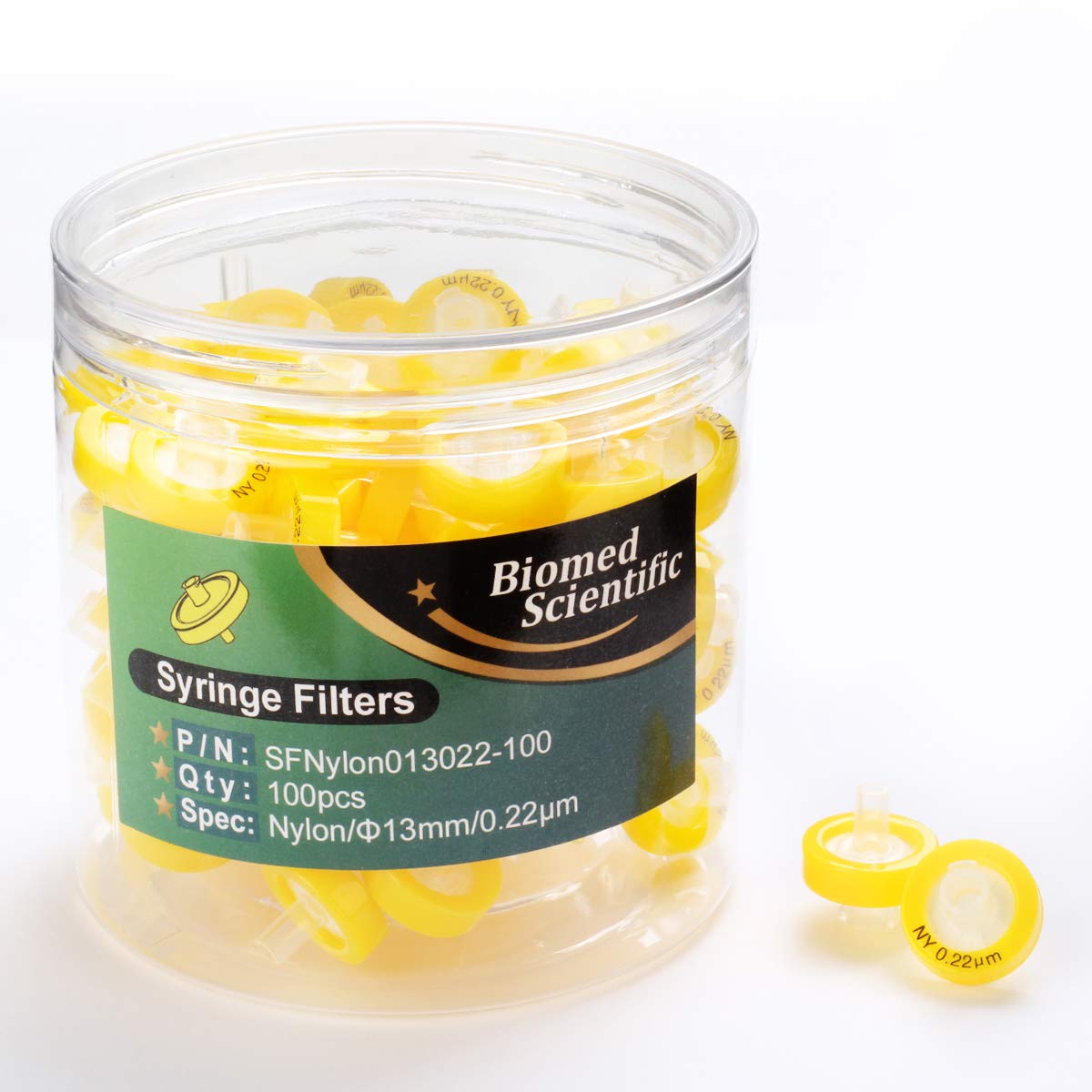 Syringe Filters Nylon 13mm Diameter 0.22 um Pore Size Non Sterile Pack of 100 by Biomed Scientific