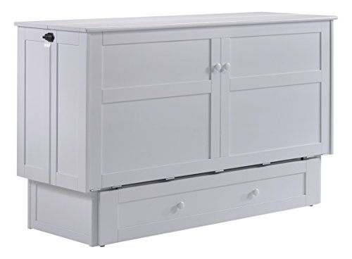 Night & Day Furniture MUR-CLV WH and MND-GMF-TRI-QEN Murphy Cabinet Bed with Mattress, Queen, White