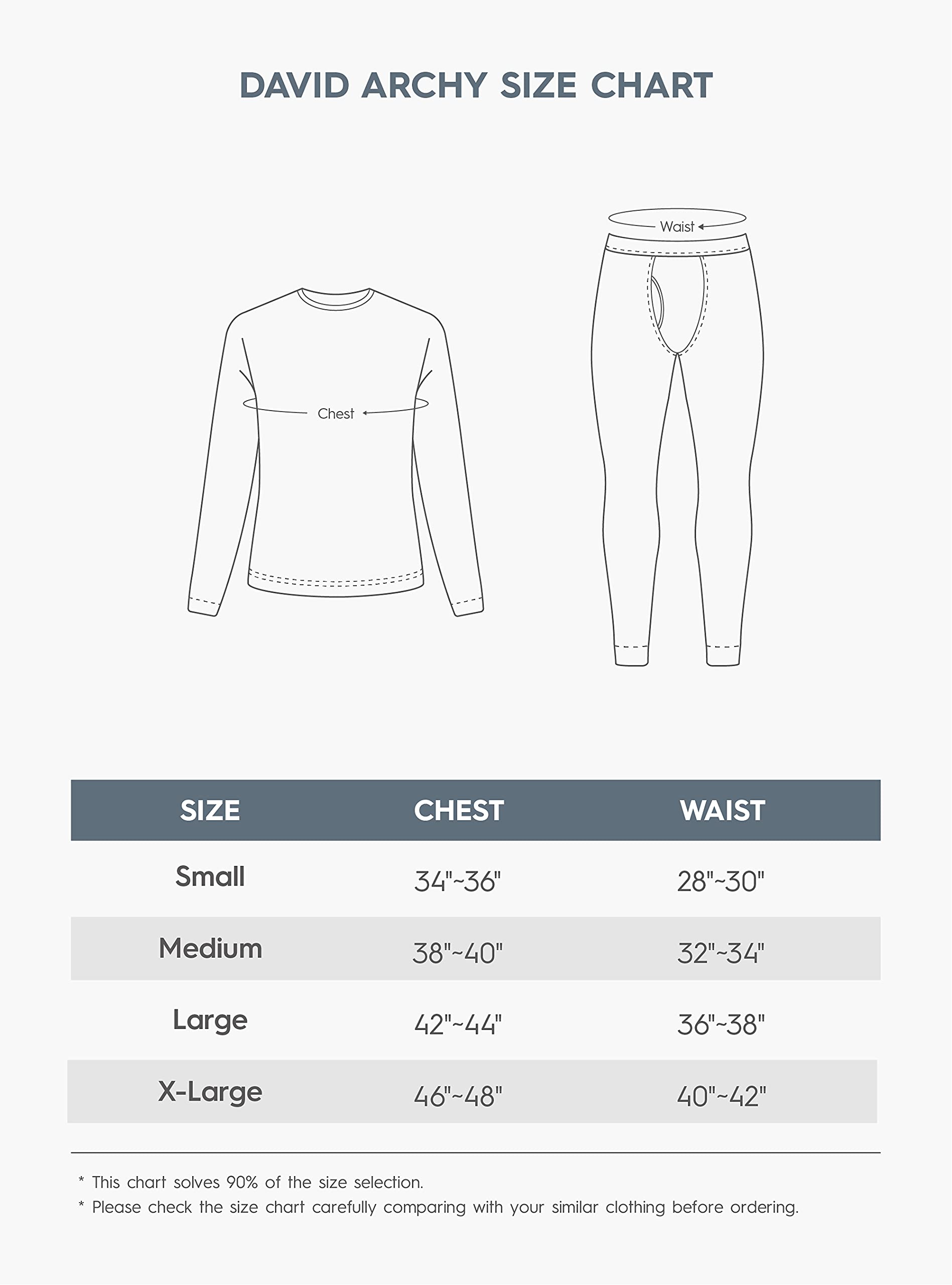 DAVID ARCHY Men's Thermal Underwear Soft Brushed Thermal Top and Bottom Long Johns Set Quick Drying Base Layer (L, Dark Gray)