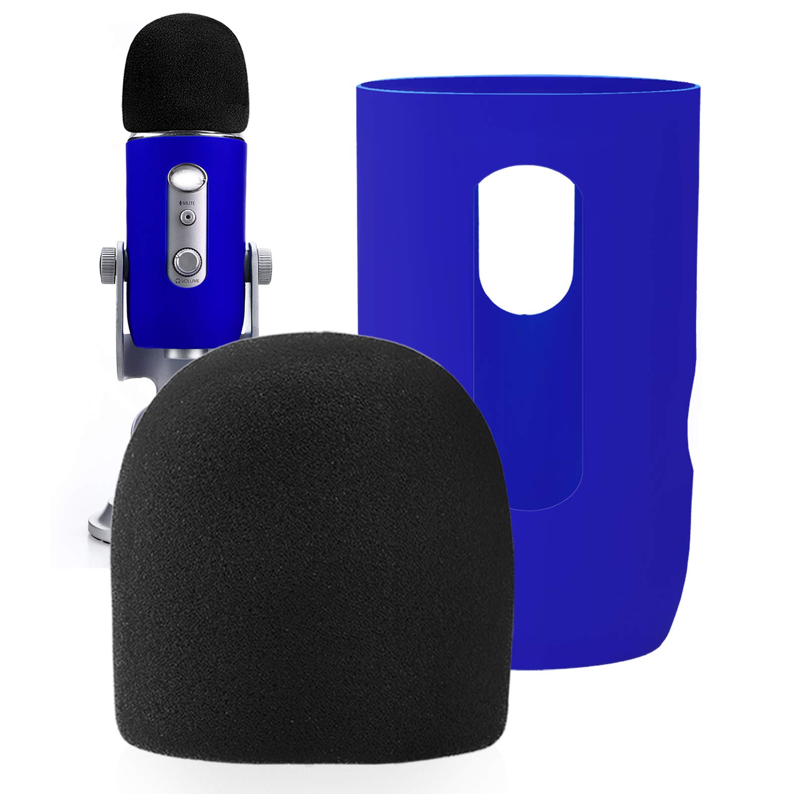 YOUSHARES Microphone Windscreen Foam - Mic Cover Pop Filter Windshield &Protector for Blue Yeti, Yeti Pro Condenser Microphones (Blue)