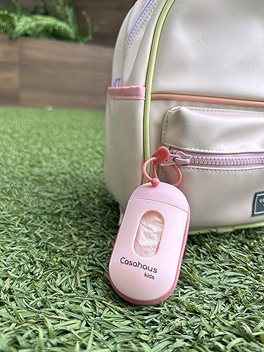 Diaper Disposal Bags - Hygienic Disposable Diaper Bags for Convenient On-the-Go Changes. Includes Bag Dispenser. (Pink)