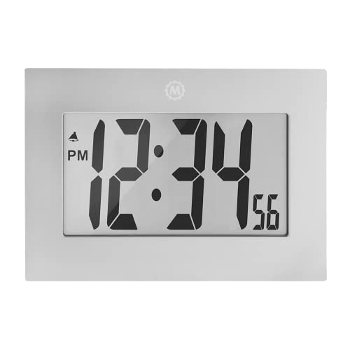 MARATHON Large Digital Wall Clock with 8” Display, Graphite Gray - Easy to Read