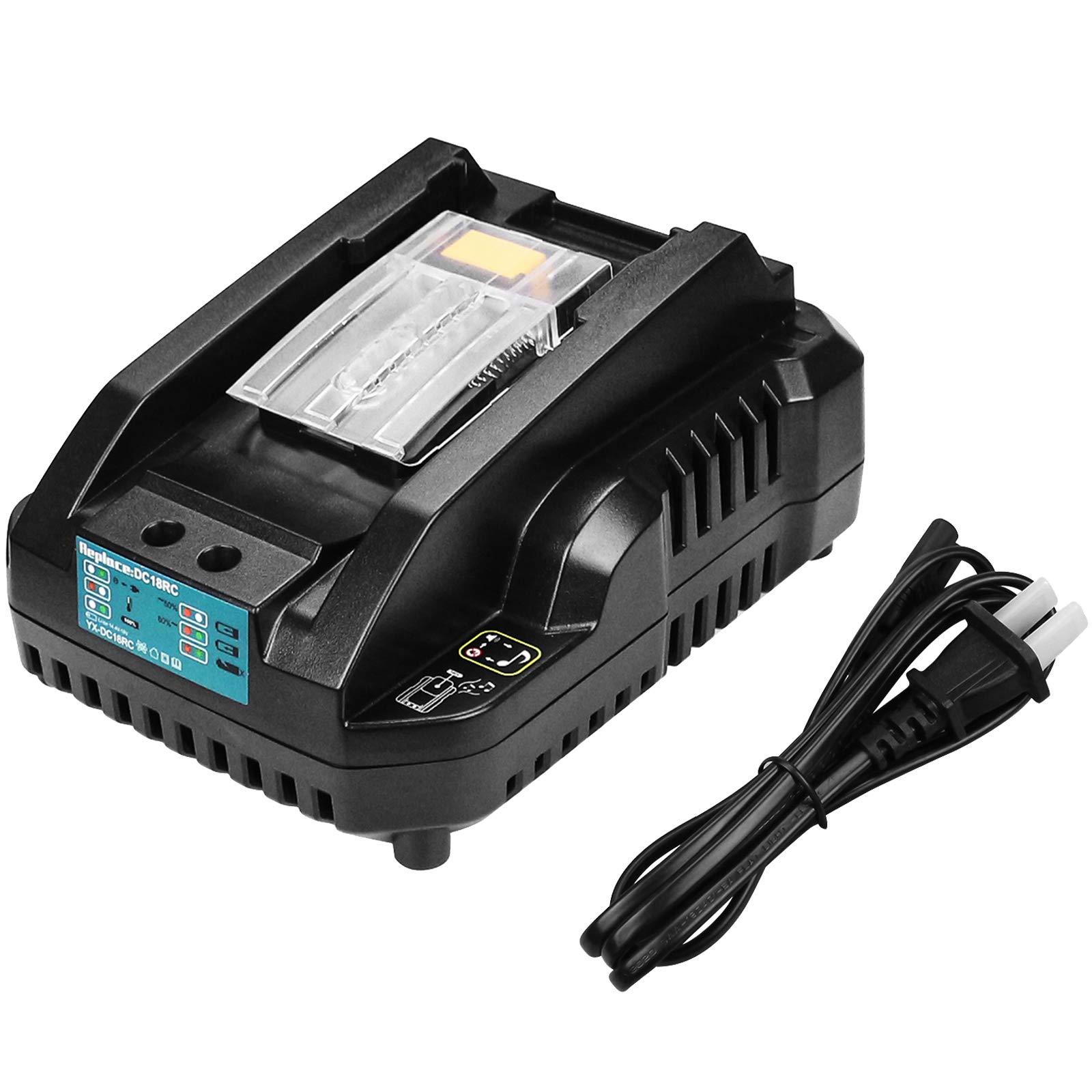 DC18RC DC18RCT Charger Compatible with Makita 14.4V/18V Battery BL1430 BL1415 BL1815 BL1820 BL1830 BL1840 BL1850 BL1860 18V LXT Lithium-ion Batteries with LED Indicator