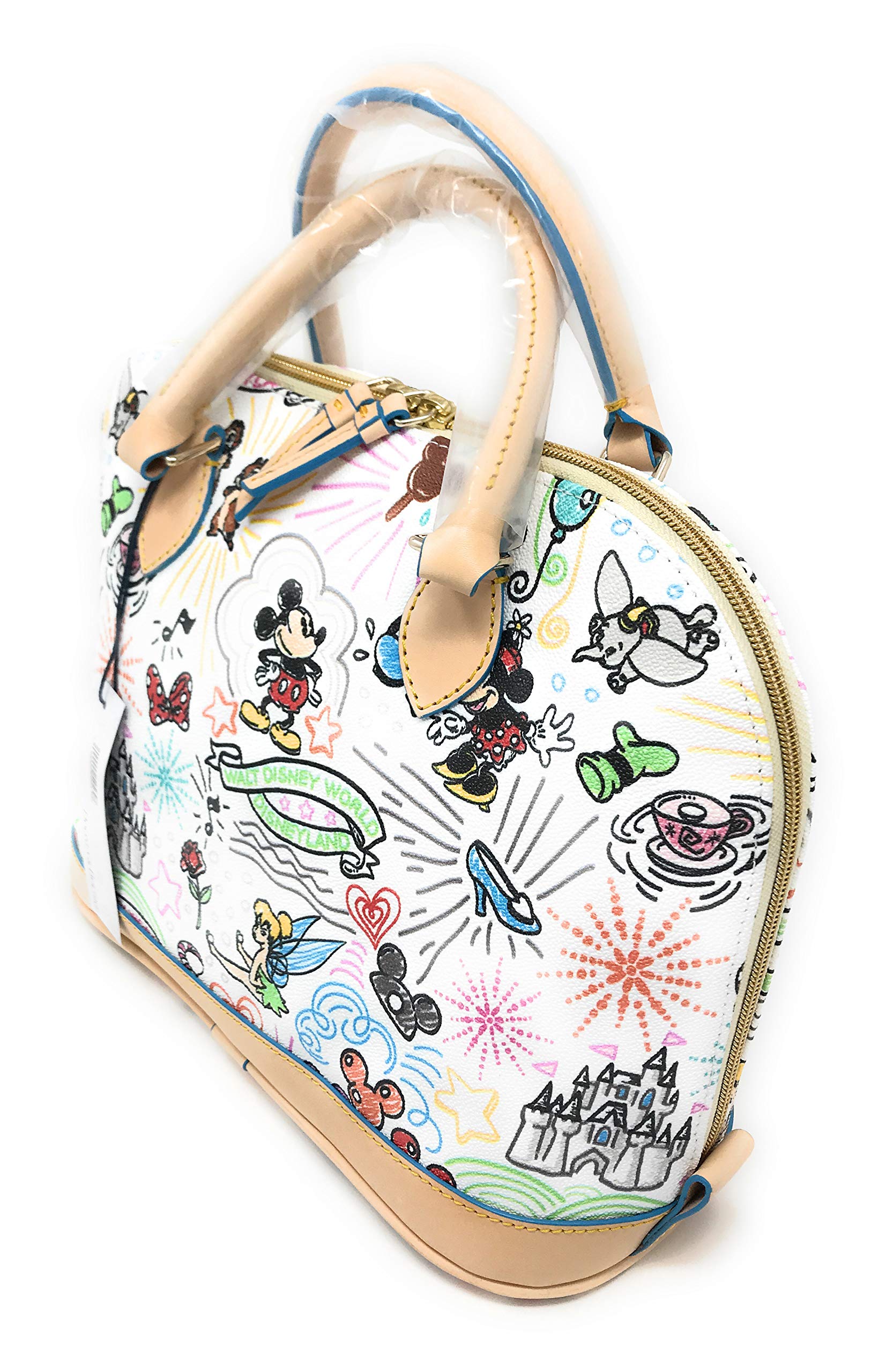 Disney Dooney & Bourke White Sketch Zip Zip Shoulder Satchel Purse