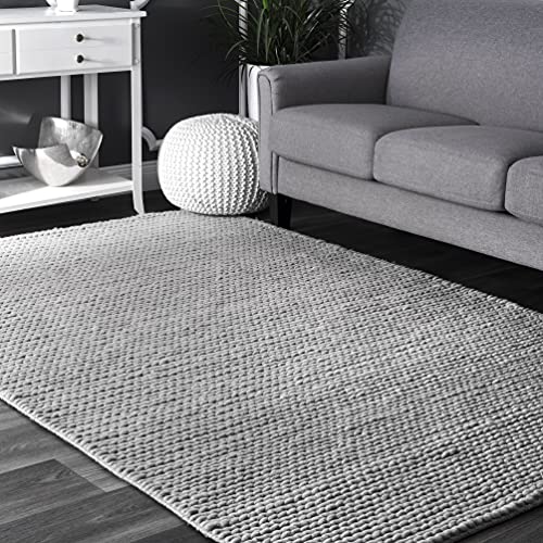 nuLOOM Penelope Braided Wool Area Rug, 4x6, Light Grey