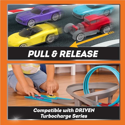 Driven by Battat β Turbocharge Pullback Vehicles β Toy Set with 4 Cars β Race Car Toys and Playsets for Kids Aged 3 and Up