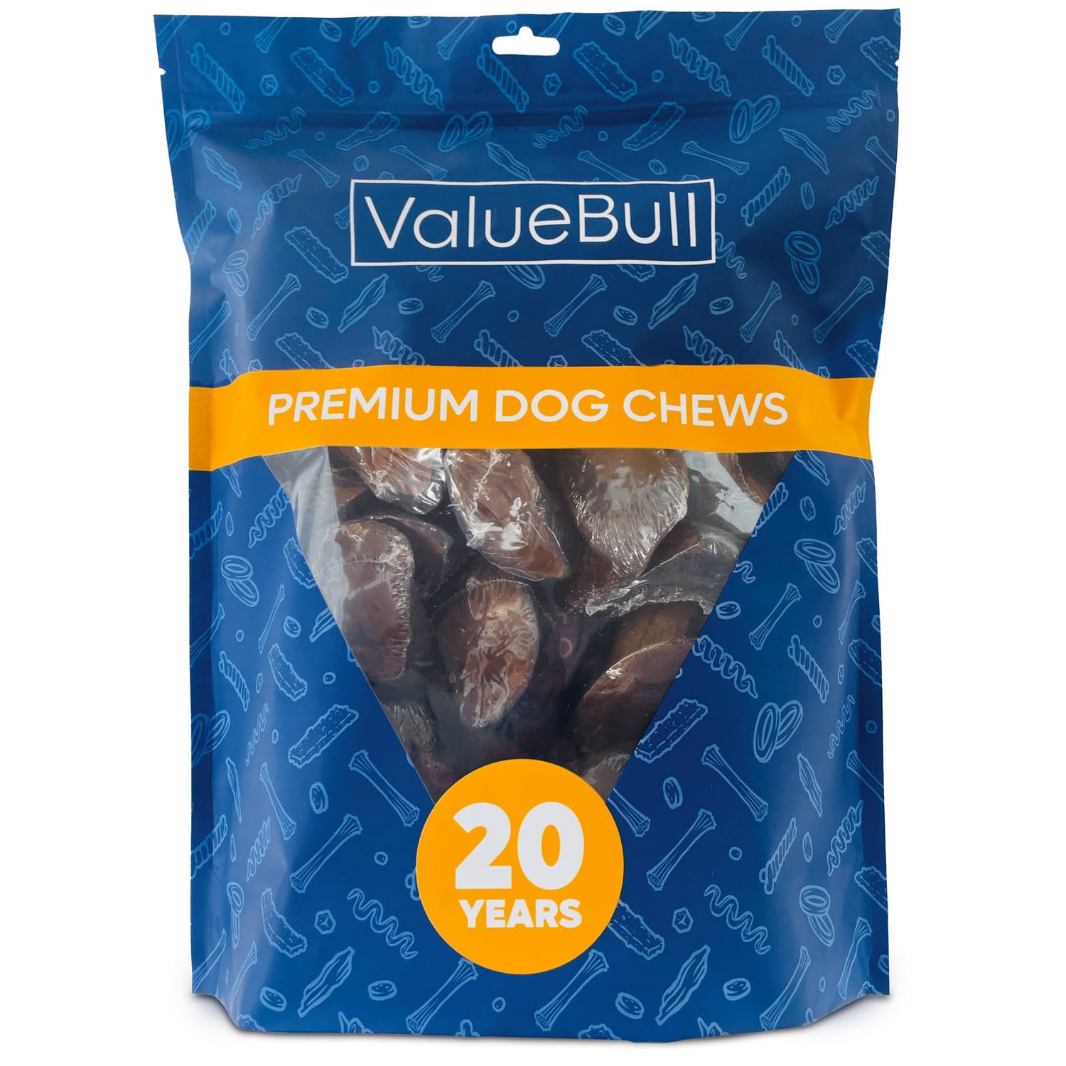 ValueBull Stuffed Beef Hooves Dog Chews, Peanut Butter, 25 Count - Long Lasting Dog Chews, Limited Ingredient Rawhide Alternative, Angus Beef Hoof, Cleans Teeth