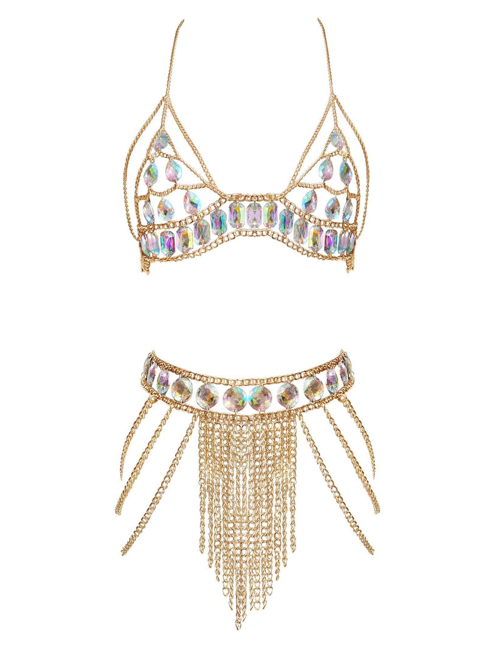 Connie Cloris Women's Sexy Suit Body Chain (E-Gold Colour)