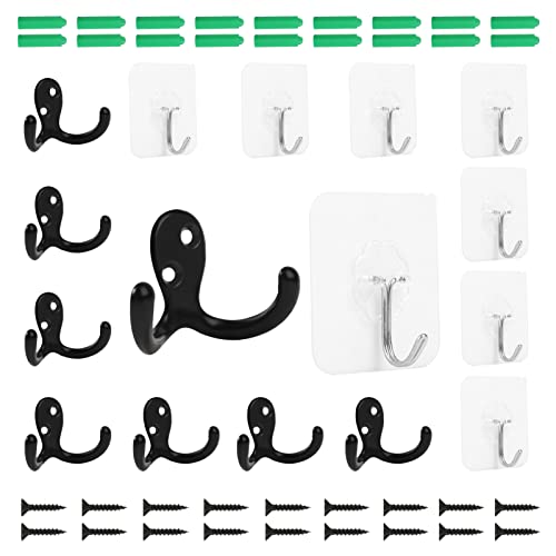 YYwingek 8pcs Wall Hooks and 8 Pack Heavy Duty Self Adhesive Hooks