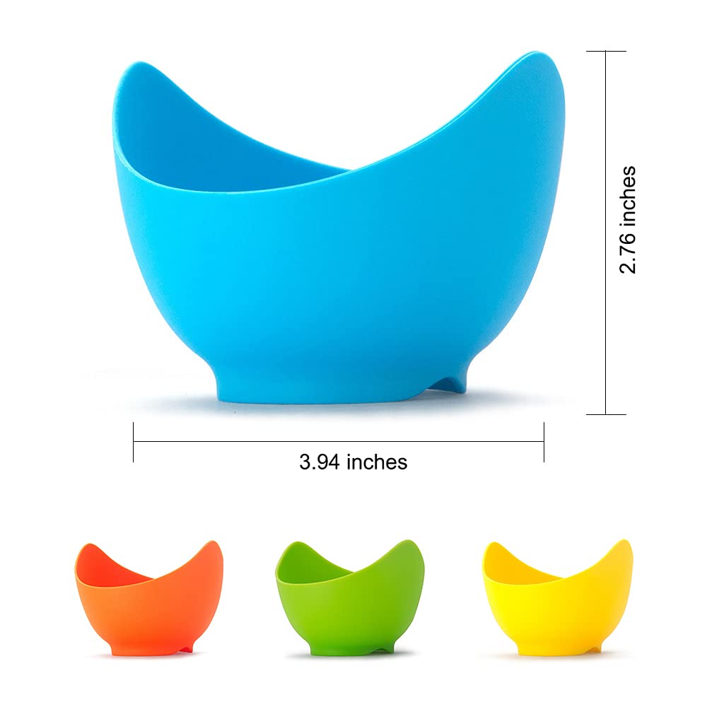 Guppy Egg Poacher Food Grade Nonstick Silicone Cups Egg Poaching Poached Egg Cooker with Ring Standers for Microwave or Stovetop Eggs Boiler Molds Poachers, BPA Free, Extra Silicone Oil Brush, 4 Pack