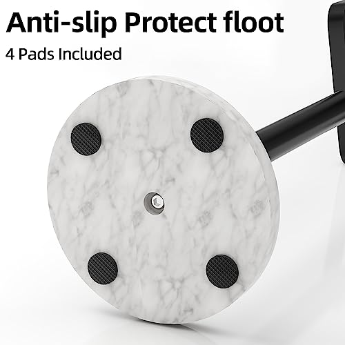 Marble Hand Towel Holder Stand with 2 Hanging Ring for Bathroom Kitchen Countertop, Stainless Steel Free-Standing Towel Rack with Marble Base, Matte Black