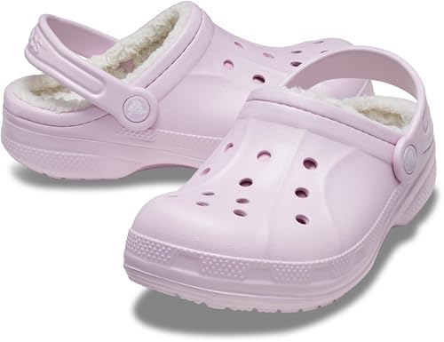 Crocs Ralen Lined Clogs | Fuzzy Slippers, Ballerina Pink/Oatmeal, 1 US Unisex Little Kid