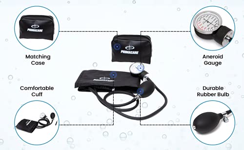 PrimaCare DS-9192 Classic Series Adult Size Professional Blood Pressure Kit with Aneroid Sphygmomanometer, Latex-Free, Inflation System