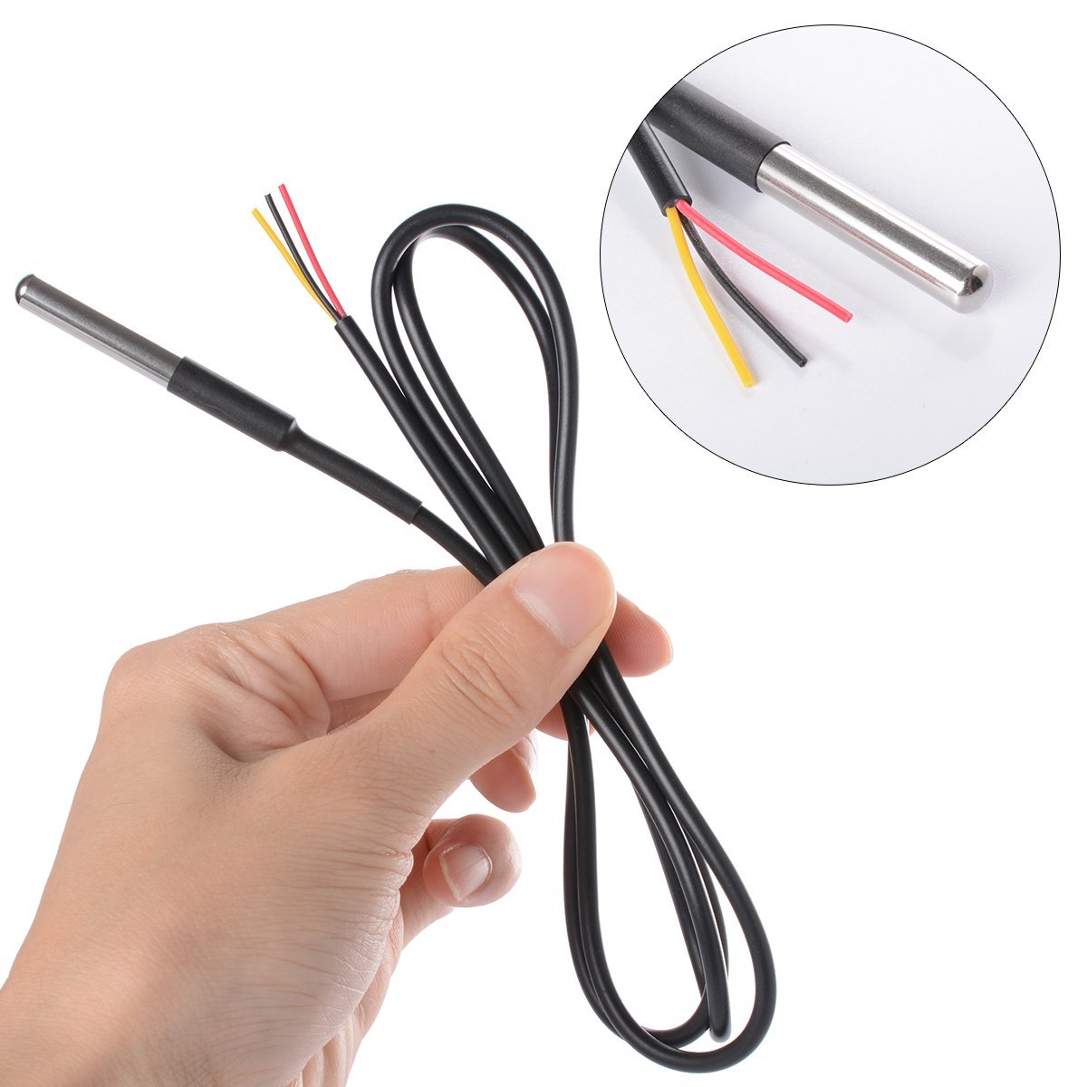 COVVY 3PCS DS18B20 Temperature Sensor Stainless Steel Probe, Accurate Reading, Measure Temperature -55°C to +125°C for Arduino