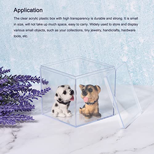 MECCANIXITY Clear Acrylic Plastic Storage Box Square Cube Display Case with Lid, 7.1x7.1x7.1cm Container Box for Small Item, Pack of 4
