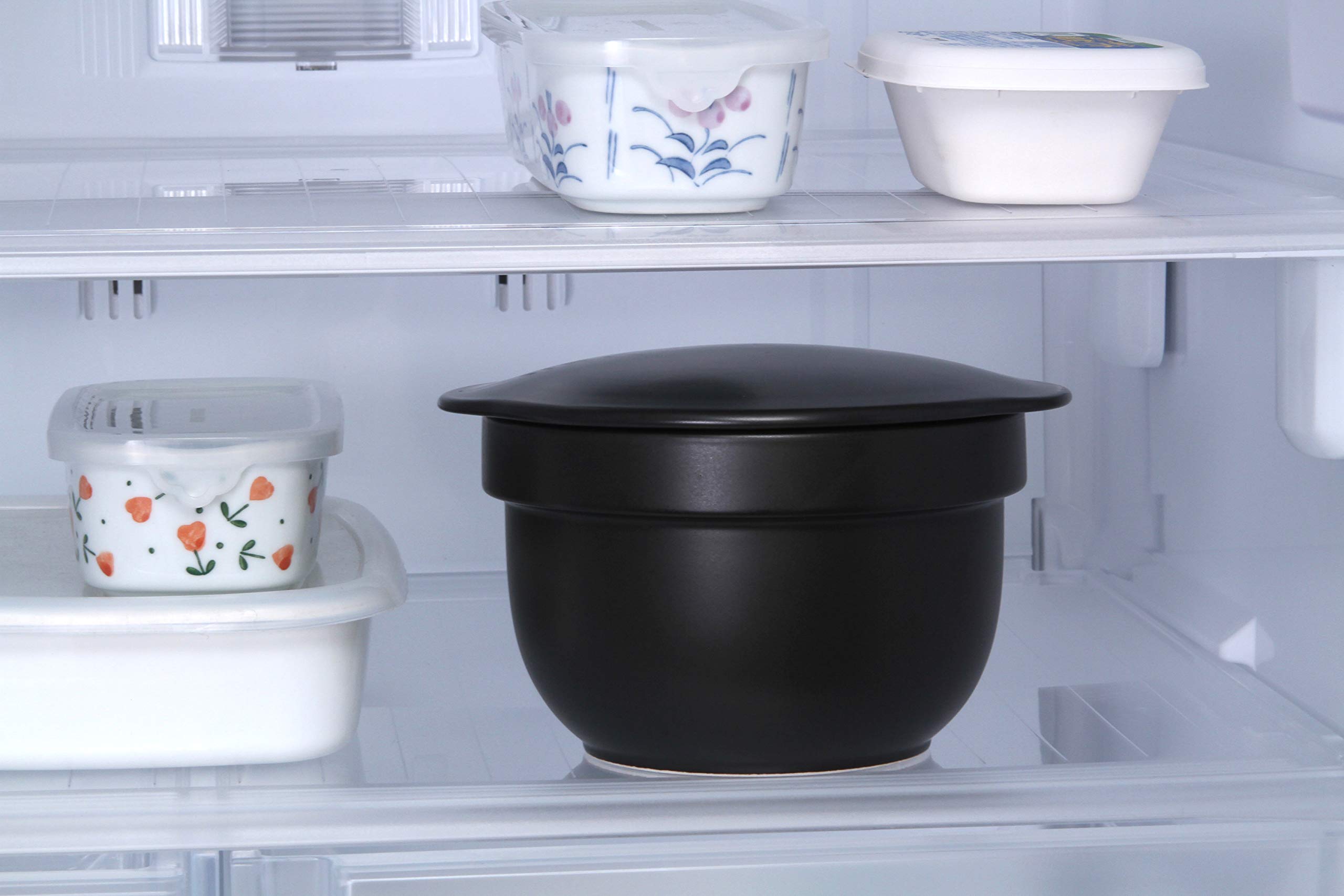 Nishinihon Pottery Rice Pot, Black, 43.3 fl oz (1,100 ml), Arita Ware Hitsu Rice