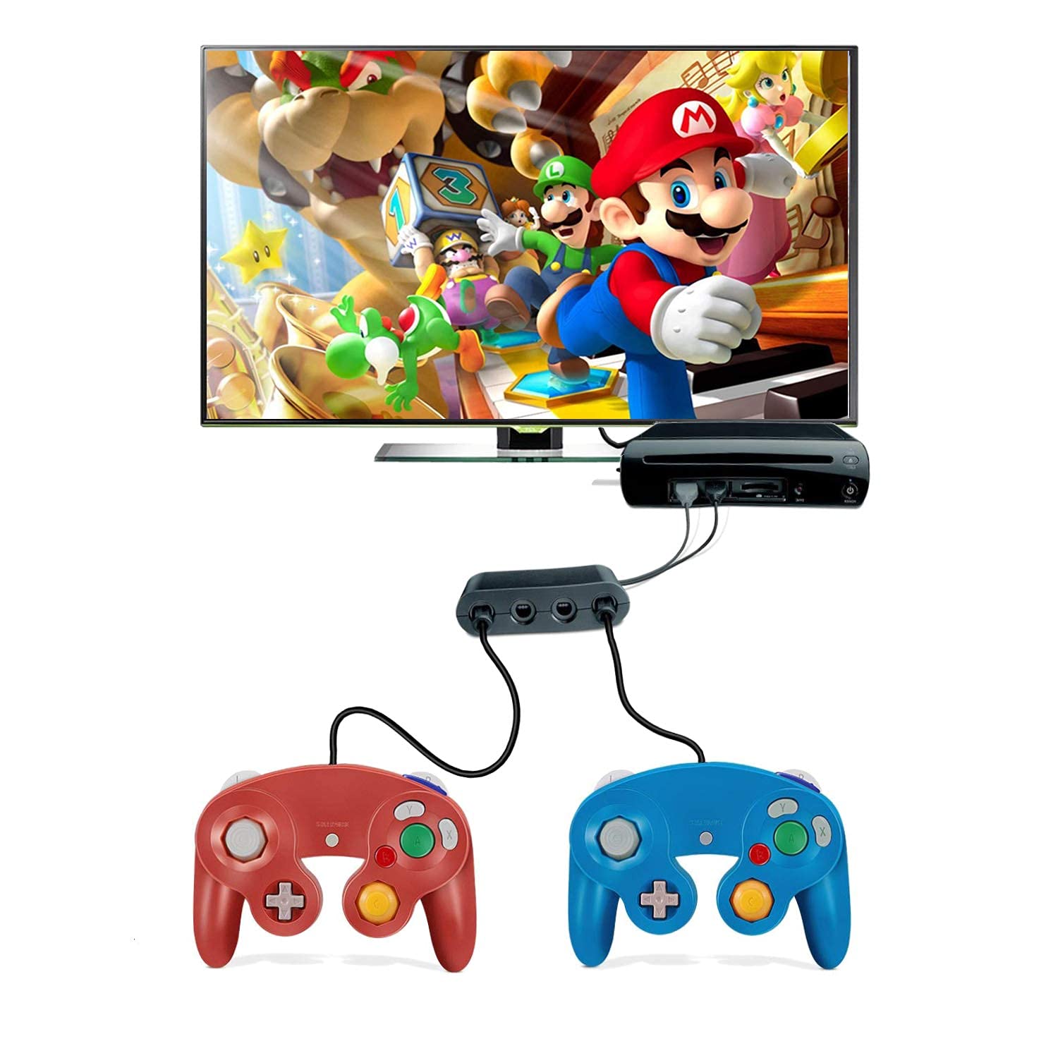 Controller Replacement for Gamecube Controller, GALGO Classic Wired Controller for Wii Nintendo Gamecube (Blue & Red-2Pack).