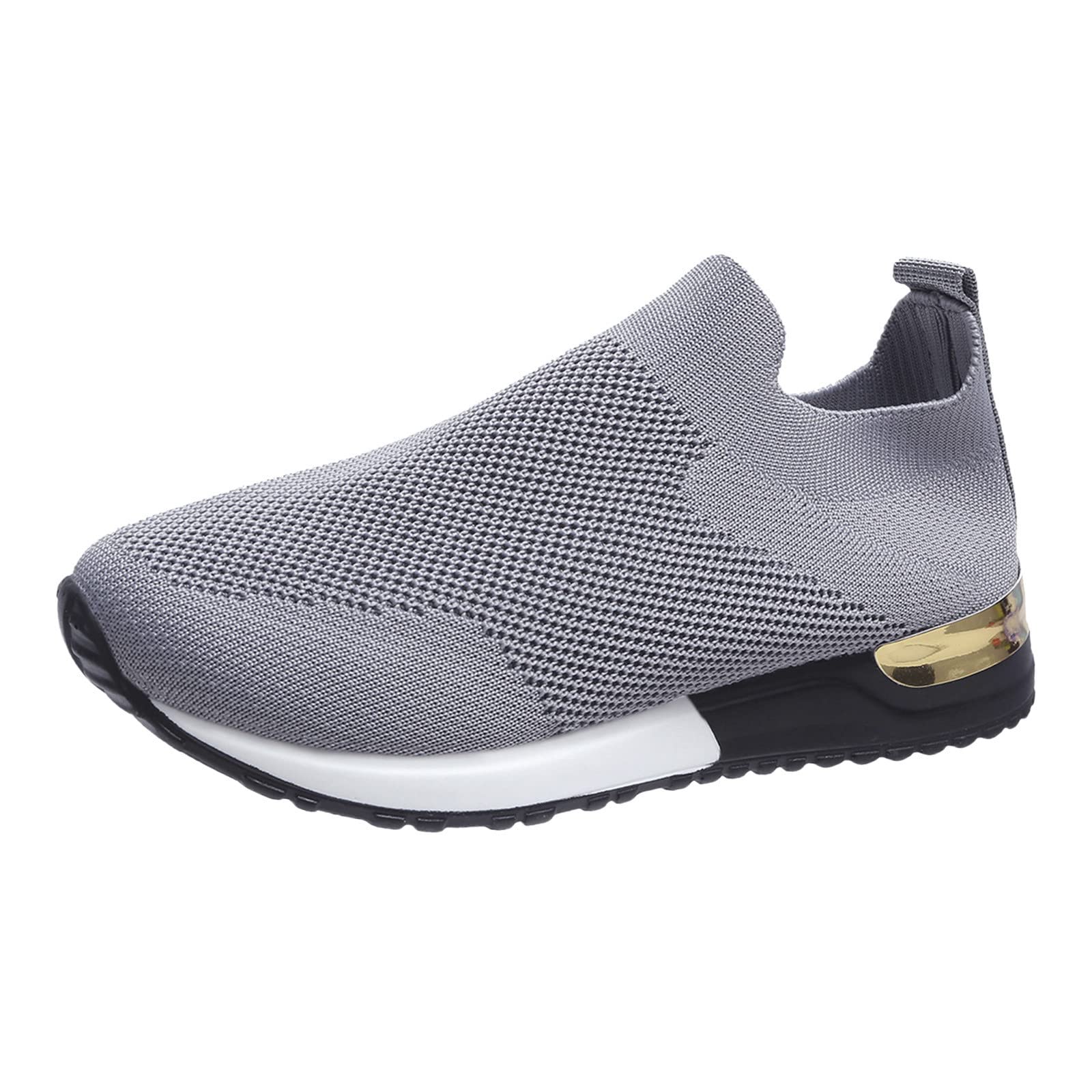 Drumm Womens Walking Shoes Slip on No Laces Mesh Sneakers Athletic Lightweight Fashion Shoes Outdoor Running Casual Sneakers(B02-grey,7)