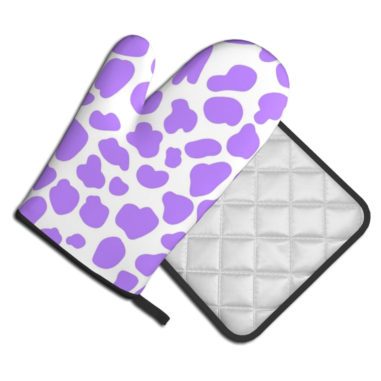 Cow Pattern Oven Mitts and Potholders Set of 2, Suitable for Kitchen Baking and Barbecue