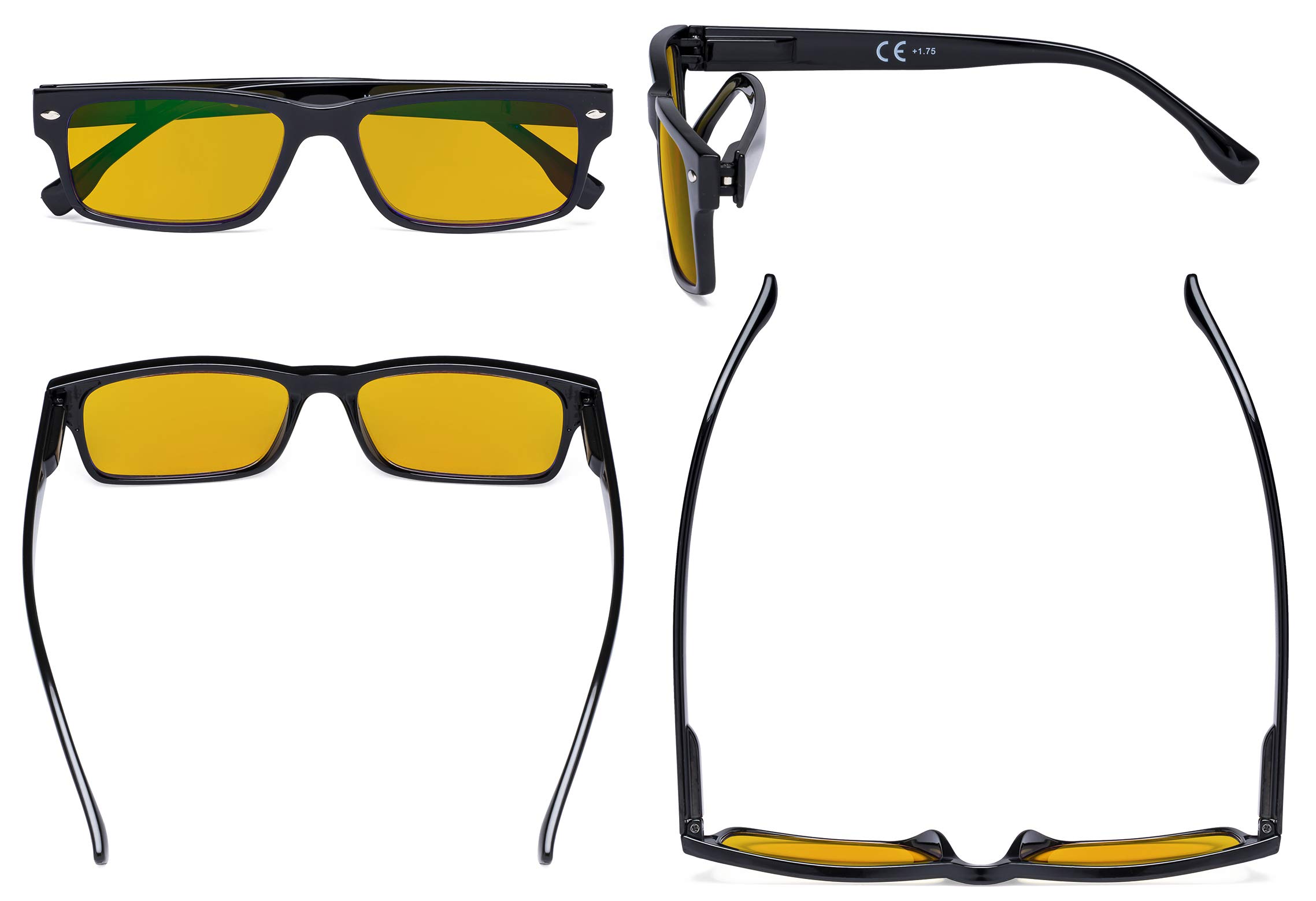 Eyekepper Blue Light Blocking Reading Glasses Women Men with Amber Tinted Filter Lens - Computer Readers - Black +3.00