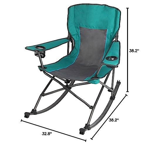 Foldable Comfort Camping Rocking Chair, Green, 300 lbs Capacity, Adult