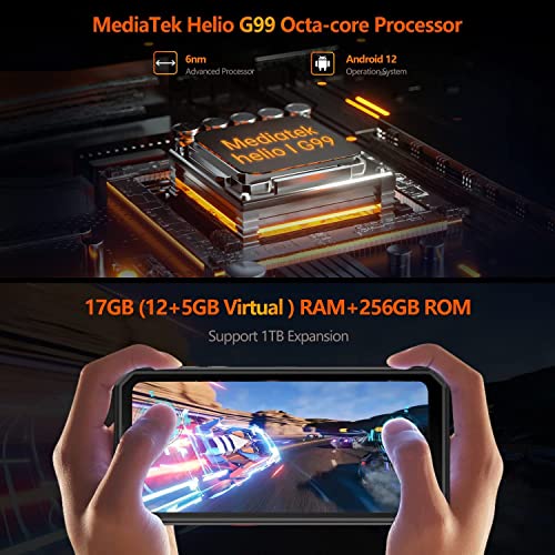 OUKITEL WP21 Rugged Smartphone Unlocked, Dual Screen 17GB+256GB Helio G99, 120Hz 6.78" FHD+, 9800mAh Battery 66W Fast Charge 64MP Camera 20MP Night Vision Android 12 IP68/IP69K 4G Dual Sim NFC OTG GPS