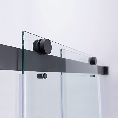 Vinnova 64" W x 76" H Double Sliding Frameless Shower Door Matt Black Finish
