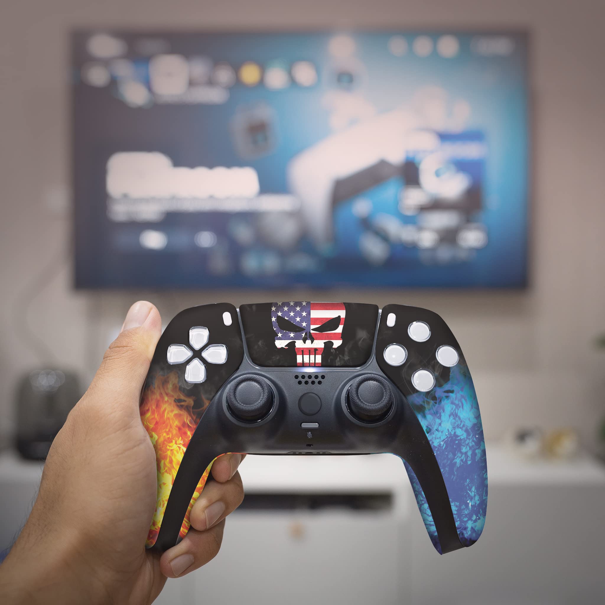 Dawn Of The Daed Custom PS-5 Controller Wireless compatible with Play-Station 5 Console by BCB Controllers | Proudly Customized in USA with Permanent HYDRO-DIP Printing (NOT JUST A SKIN) (MODDED)
