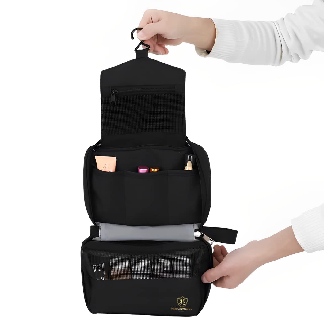 Harold Verrano Hanging Travel bathroom Toiletry Bag, Portable Makeup and bathroom accessories bag, Bathroom and Shower Organizer, Waterproof Durable-Sided Material
