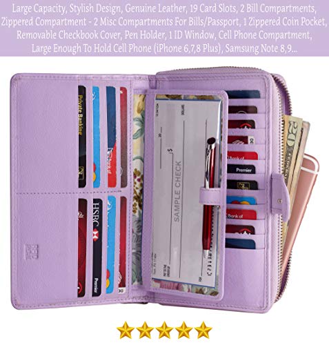 Mou Meraki Women RFID Blocking Real Leather Wallet-Clutch For Women-Shield Against Identity Theft (LAVENDER)