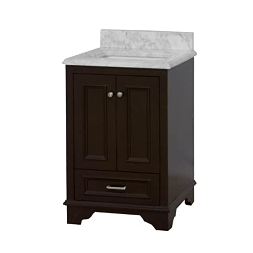Nantucket 24-inch Bathroom Vanity (Chocolate/Carrara): Includes Chocolate Cabinet with Authentic Italian Carrara Marble Countertop and White Ceramic Sink