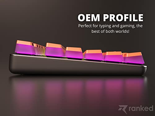 Ranked Pudding PBT Keycaps | 112 Double Shot Translucent ANSI US & ISO Layout | OEM Profile for RGB Mechanical Gaming Keyboard (Coral)