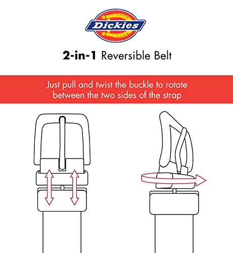Dickies Men's Two-in-One Reversible Belt, Black/Brown Casual, Medium (34-36)