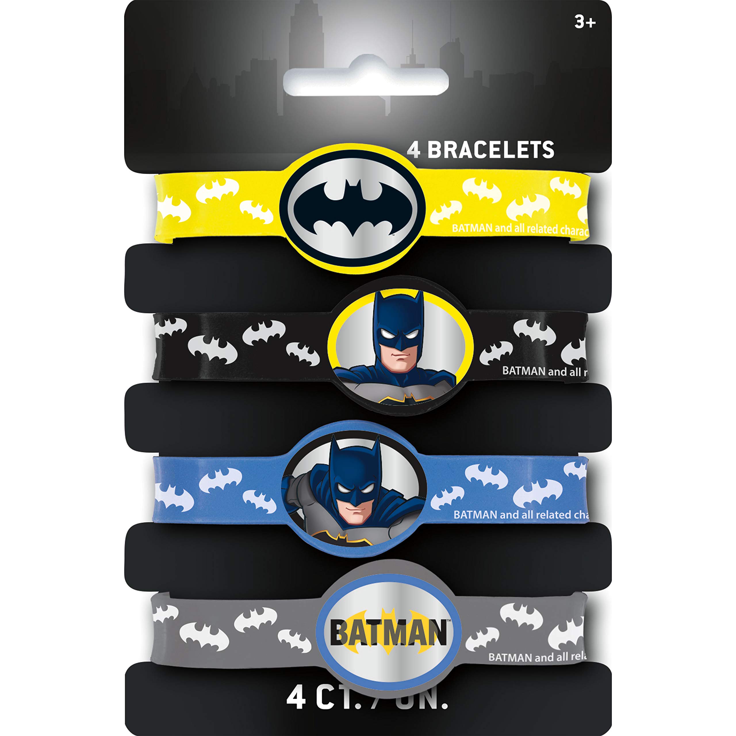 Unique Batman Stretchy Bracelets (Pack of 4) - Ideal for Kids Birthdays & Parties