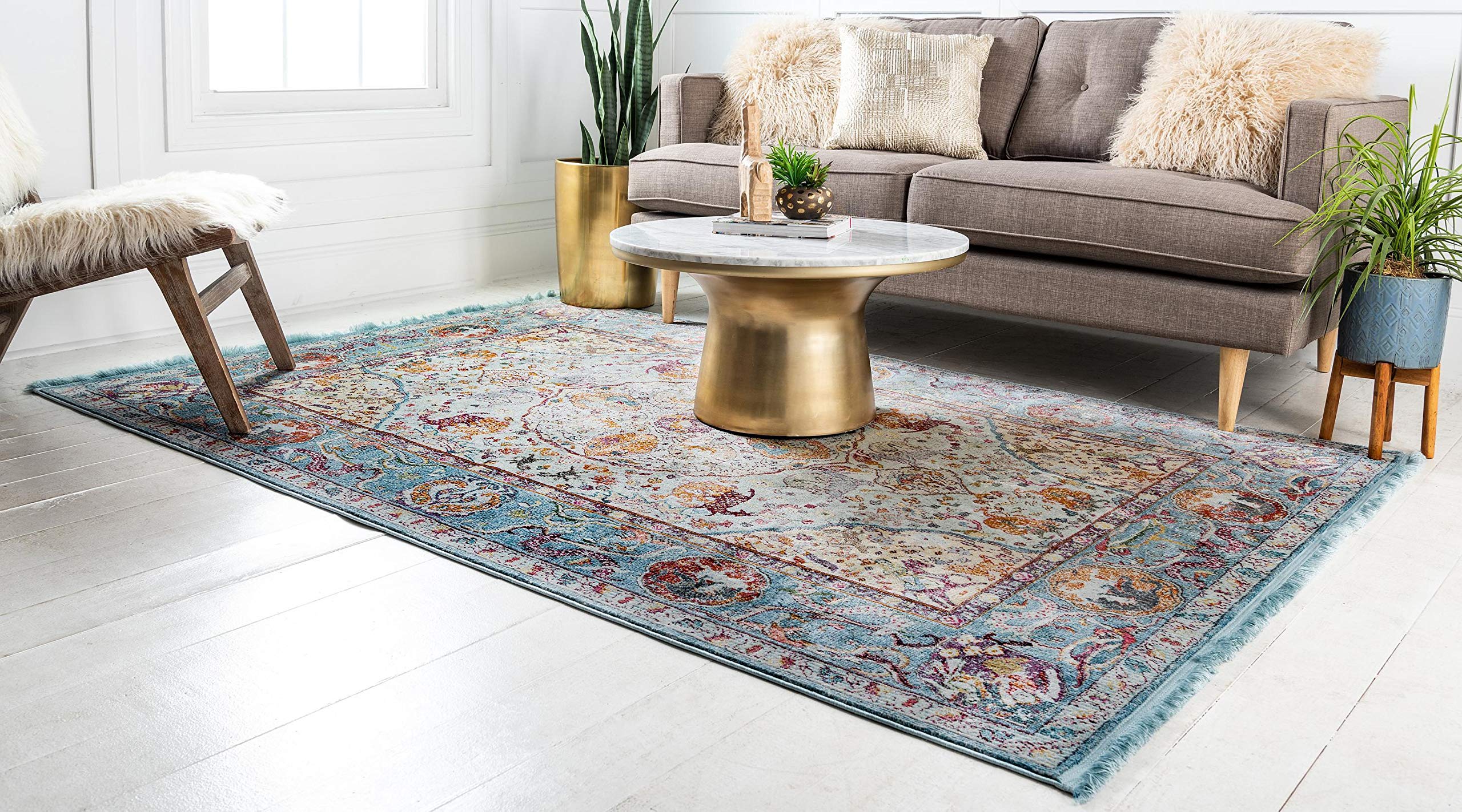 Unique Loom Baracoa Collection Area Rug - Rumba (2' 2" x 3' 1" Rectangle, Light Blue/ Cream)
